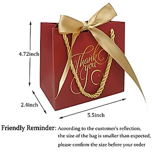 12Pack Red Thank You Gift Bags with Handles,Gold Foil Thank You Small Paper Bags Bulk with Golden Bow Ribbon for Wedding Baby Shower Party Favors Bridesmaid Celebration