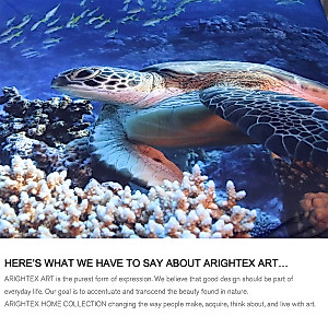 ARIGHTEX Sea Turtle Bedding Blue 3D Turtle Duvet Cover Ocean Coral Fish Bed Set for Teens Boys Kids Girls 3-Piece Sea Life Comforter Cover Full Set