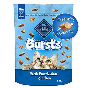 Blue Buffalo Bursts Crunchy & Creamy Cat Treats, Great for Training, Paw-Lickin' Chicken, 5-oz Bag
