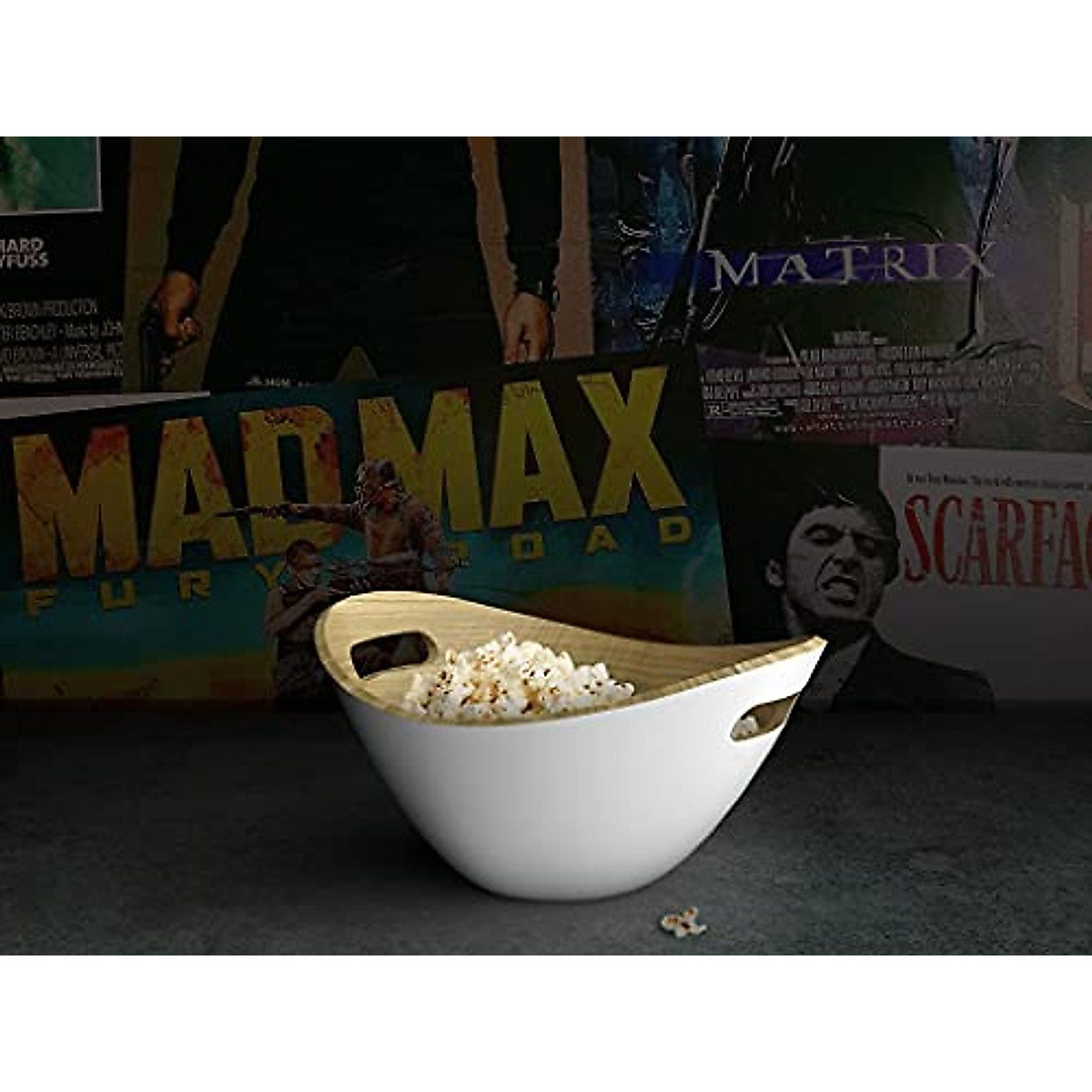 Large Reusable Popcorn Bowl and Chip Holder, Snack Container | Serving Bucket for Family and Parties | Lightweight Bamboo Wood Party Bowls, Buckets, Holders and Containers