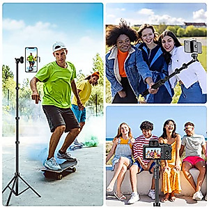Eicaus Adjustable 67'' Cell Phone Tripod with Remote Control - Versatile Selfie Stick Tripod for Live Streaming, Vlogging, and More - Compatible with iPhone, Android, GoPro, Cameras Black