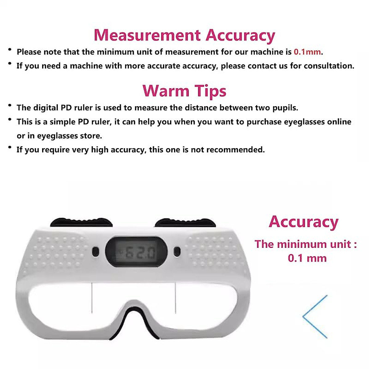 Hanchen PD Meter Digital Pupil Distance Meter PD Ruler Pupilometer with Memory Function CE Certificate
