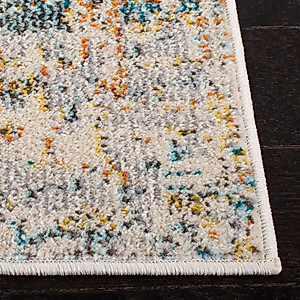 SAFAVIEH Madison Collection Area Rug - 9' x 12', Grey & Turquoise, Modern Abstract Design, Non-Shedding & Easy Care, Ideal for High Traffic Areas in Living Room, Bedroom (MAD460G)