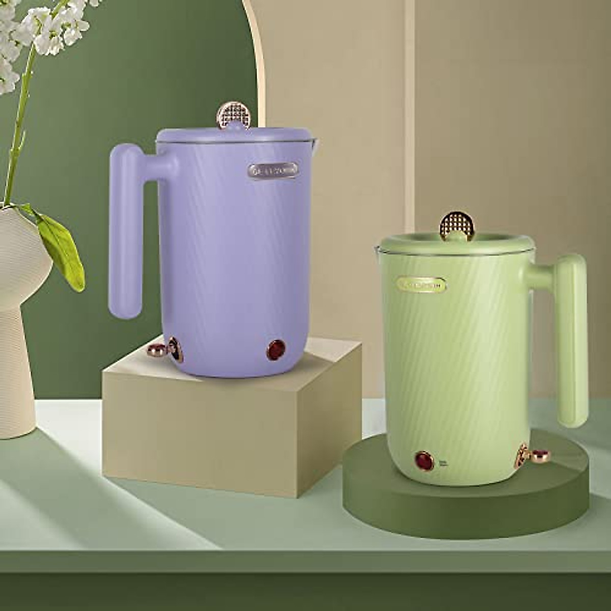 Small Electric Kettle,Retro Electric Kettle Stainless Steel Double Wall Electric Kettle with Automatic Shut Off, for Tea and Coffee (BPA free)