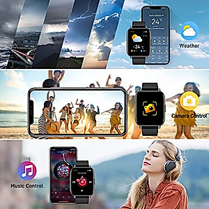 Smart Watch for Men Women Fitness: (Make/Answer Call) Bluetooth Smartwatch for Android Phone iPhone Waterproof Run Sport Digital Watches Blood Pressure Heart Rate Monitor Step Counter Sleep Tracker