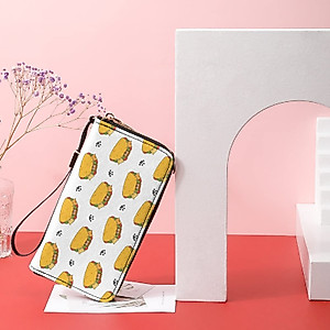 Cute Cats Tacos Women’s Long Wallet PU Clutch Purse with Wristlet Strap Zipper Mini Handbag