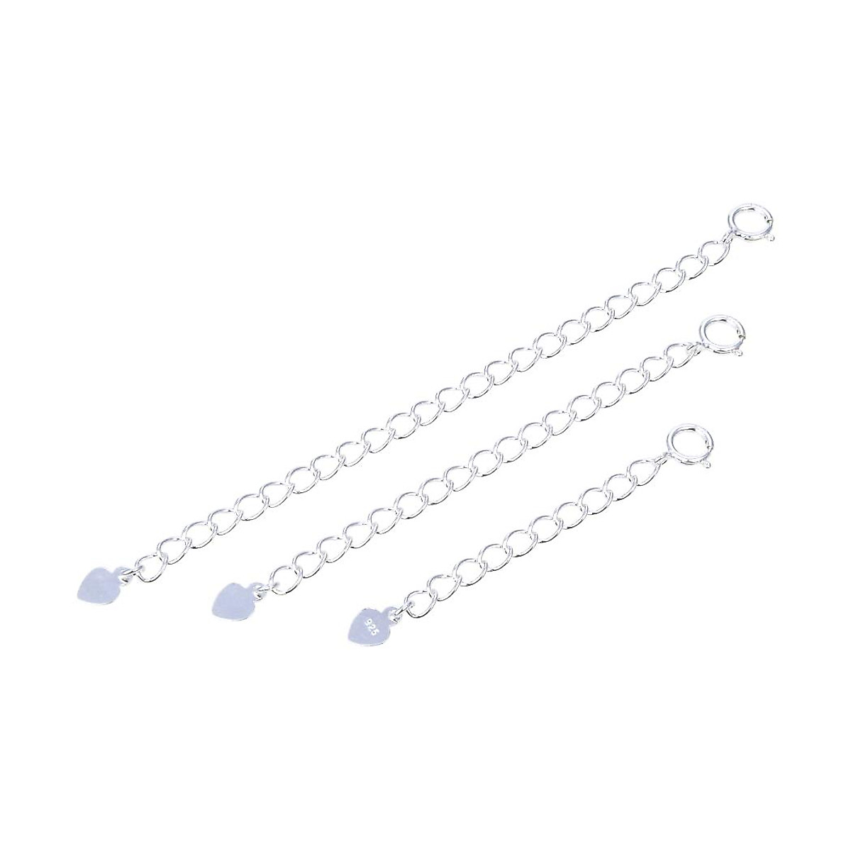 2pcs Adabele Authentic 925 Sterling Silver Jewelry Making Chain Extender with Cute Heart Drop Strong Removable Adjustable 6 inch Extension for Necklace Anklet Bracelet SS301-6
