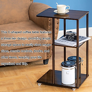 Bamboo Rolling Nightstand End Table - 3-Tier Side Table with Modern Design for Home, Bedroom, Office, and Dorm - Versatile Bedside Furniture and Accent End Table Chest