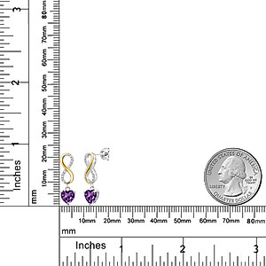 Gem Stone King 925 Silver and 10K Yellow Gold 6MM Heart Shape Gemstone Birthstone and Lab Grown Diamond Infinity Drop Dangle Earrings For Women By Keren Hanan