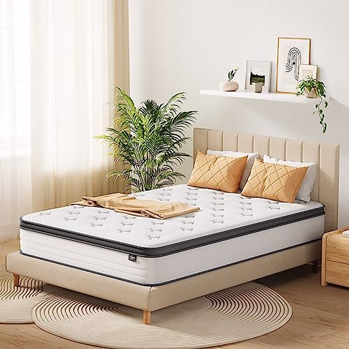 TeQsli Twin Mattress, 12 Inch Memory Foam Innerspring Hybrid Mattress in a Box