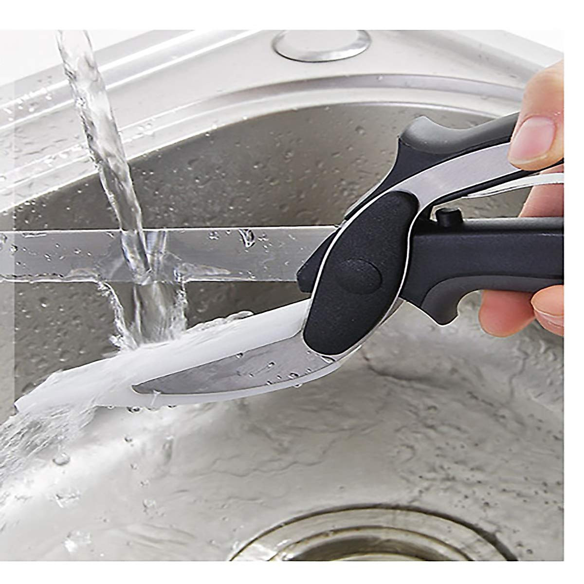 Food Cutter Smart Scissors, Salad Chopper Scissors Vegetable Scissors with Built-in Cutting Board Easy Cutting Suitable for You and Your Friends