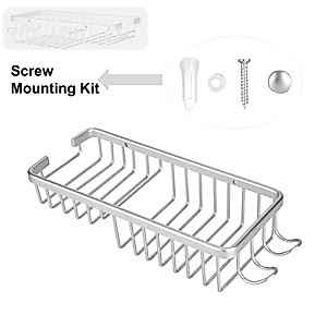 Bathroom Storage Shelf Bathroom Organizer With 2 Hooks, Easy To Clean No Ponding Trouble Space Saving Shower Tidy Organiser Baskets Storage Shelves Bathroom Storage Shower Caddy For Living Room