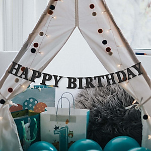 Birthday Banner, Glitter Happy Birthday Banner Shiny Birthday Banner Party Decorations for Girls Boys Women Men Party Favor Decoration Supplies (Black)