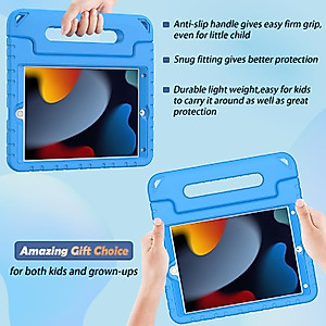 LTROP Kids Case for iPad 9th/ 8th/ 7th Generation (2021/2020/ 2019), iPad 10.2 Case for Kids, Shockproof Handle Stand Case for iPad 9/8/ 7 Gen 10.2 Inch - Blue