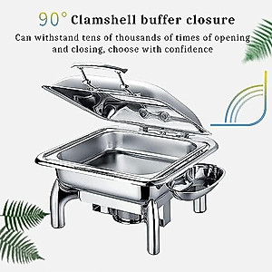 6 L Chafing Dish Set, Stainless Steel Buffet Server Warming Tray with Water Pan & Fuel Holders, for Restaurant Catering Parties Weddings Picnics Food Warmer (Color : Silver)