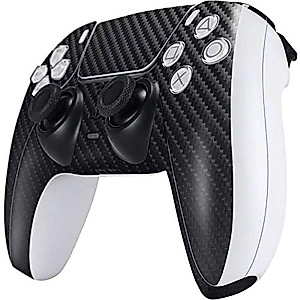 Skinit Decal Gaming Skin Compatible with PS5 Controller - Black Carbon Fiber Specialty Texture Material Design