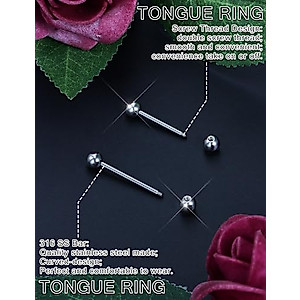 Prjndjw 14G Surgical Steel Nipple Rings Tongue Rings Cartilage Earring Straight Barbell Body Piercing Jewelry for Women Men Length 12MM 14MM 16MM 18MM 22MM BarBell Piercings