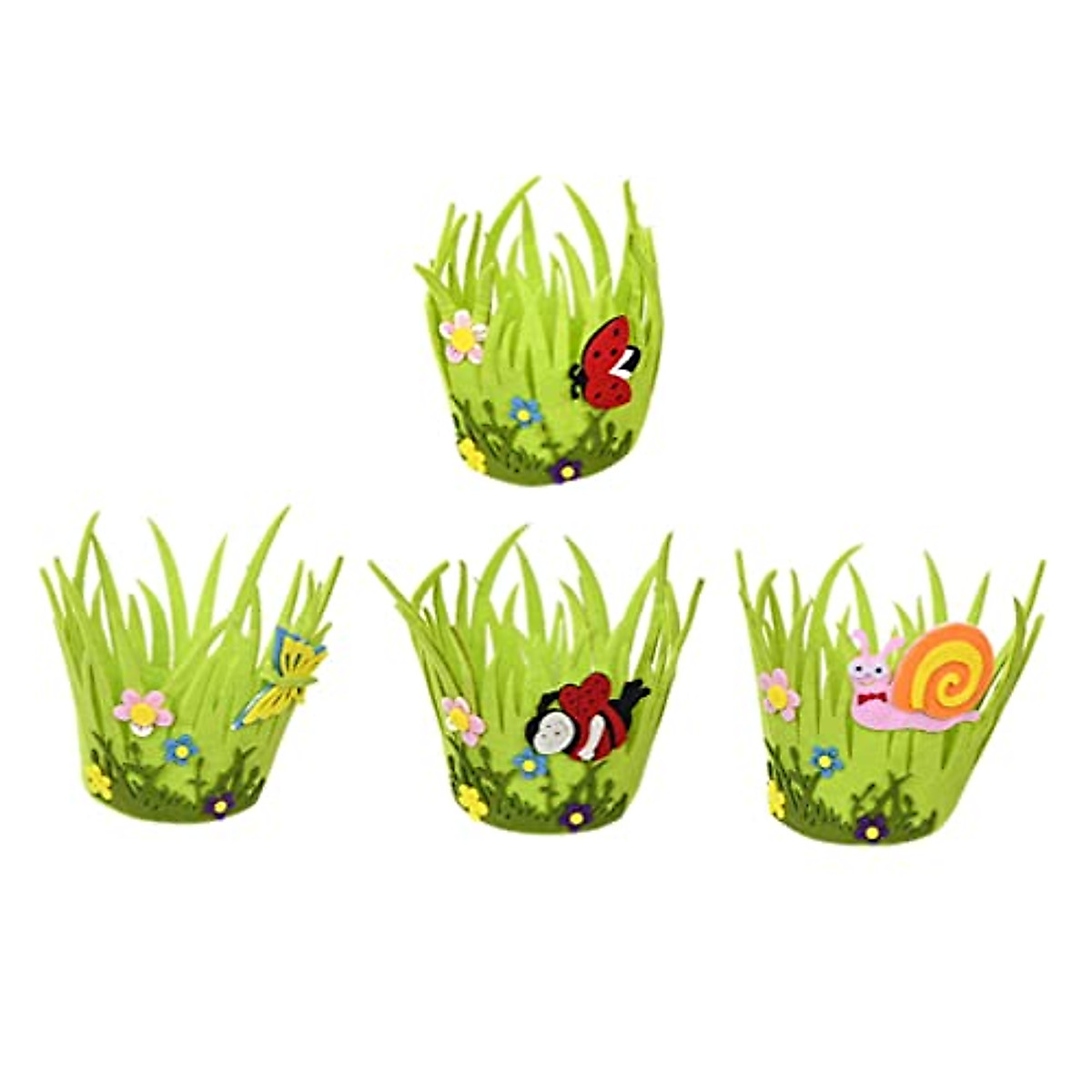 Non- Woven Felt Easter Egg Basket: Fabric Baskets 4Pcs Craft Felt Baskets for Easter Egg Hunts Party Decoration