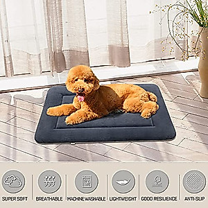 Magic Dog Soft Large Dog Bed Crate Pad Mat 42 Inches Machine Washable Pet Bed with Non-Slip Bottom, Dark Gray L
