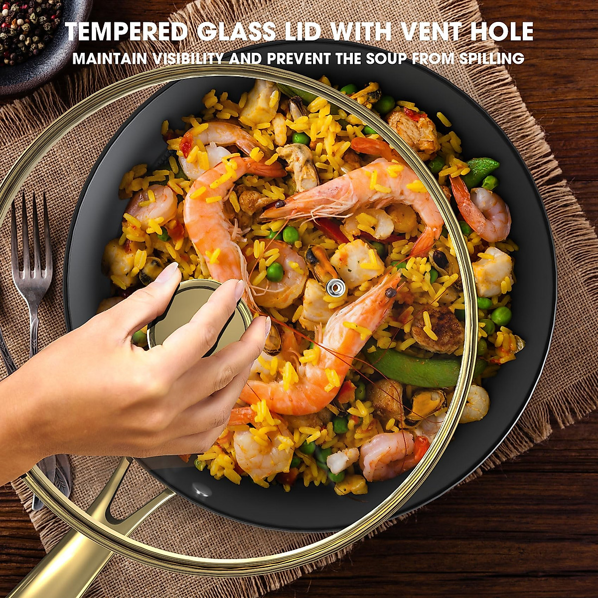 imarku Non stick Frying Pans, Long Lasting 10 Inch Frying Pan with Lid, Professional Cast Iron Skillets Nonstick Frying Pan, Frying Pans Nonstick with Lid and Stay Cool Handle, Christmas Gifts