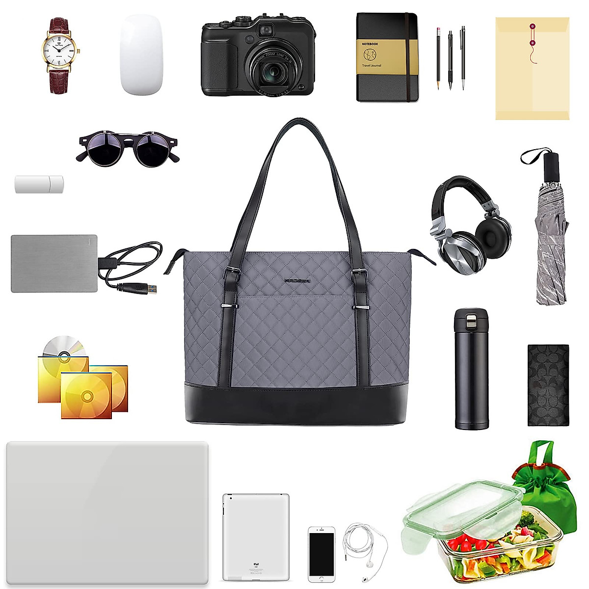 KROSER Laptop Tote Bag for Women, Purse Teacher Bag 15.6 Inch Laptop Bag Computer Work Briefcase Handbag Shoulder Bag