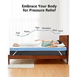 PERLECARE 4 Inch Firm Mattress Topper Queen Size, Cooling Gel-Infused & Bamboo Charcoal Memory Foam Bed Topper for Pain Relief, High-Density Mattress Pad with Removable Cover, CertiPUR-US Certified