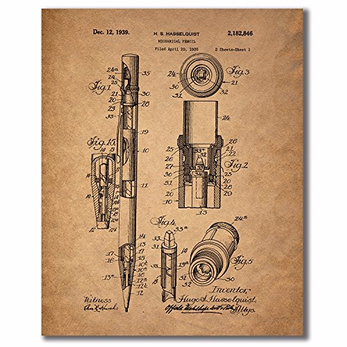 Architect Drafting Patent Prints - Set of 6 (8 inches x 10 inches) Drafting Wall Art Decor Photos
