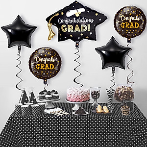 5Pcs Graduation Foil Balloons Class of 2024 Congrats Grad Mylar Balloons Decorations Set with Black Diploma Bachelor Cap Star Aluminum Helium Balloons for College Congratulations Graduate Party Decor