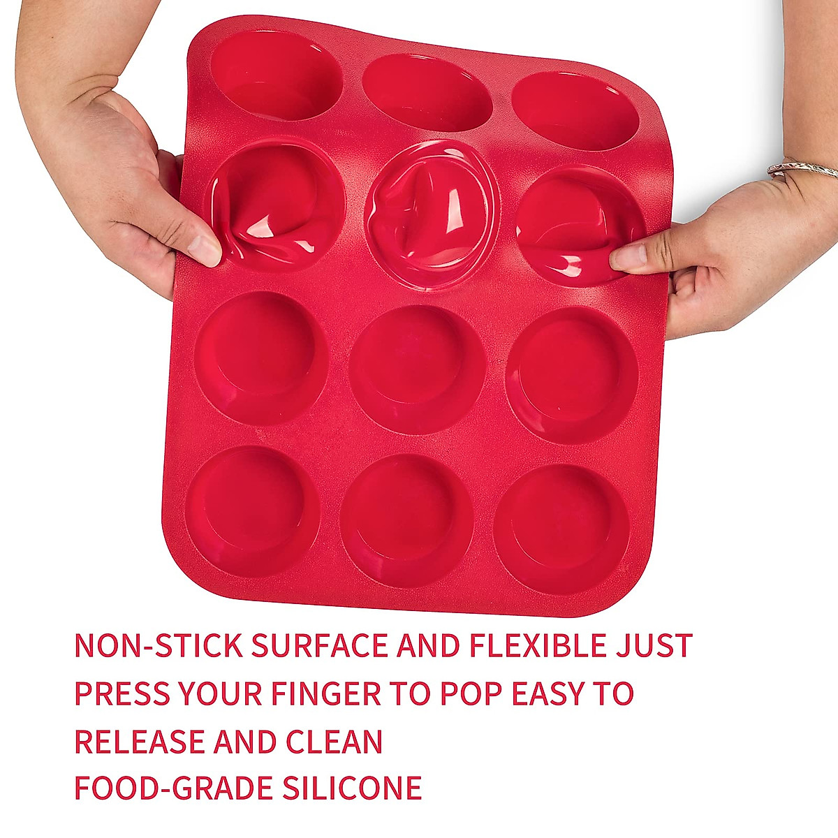 AIMLOT Muffin Pan Cupcake Set, Non-stick Silicone Muffin Pan for Making Muffin Cakes, Tart, Bread, BPA Free and Dishwasher Safe