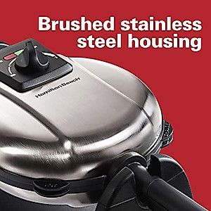 Hamilton Beach Flip Belgian Waffle Maker with Non-Stick Removable Plates, Browning Control, Drip Tray, Stainless Steel (26030)