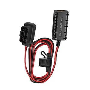 Scosche OBD2QC3 12V Fused USB Quick Charge 3.0 Dash Cam Hard Wire Kit - 5FT Universal ODBII Dash Cam Stealth Installation for Car Camera Systems Including Nexar - High/Low Voltage Protection Circuit
