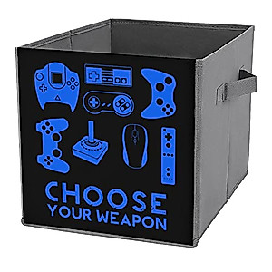Nudquio Choose Your Weapon Gamer Folding Storage Bins High Capacity Basics Collapsible Fabric Storage Cubes Organizer with Handles One Size, White-style1