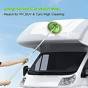 Wontolf 62'' Car Wash Brush with Long Handle Microfiber Car Wash Mop Mitt Kit Car Detailing Brush Cleaning Kit Windshield Squeegee Car Duster Cleaning Cloth for Cars RV Truck Boat 15PCS