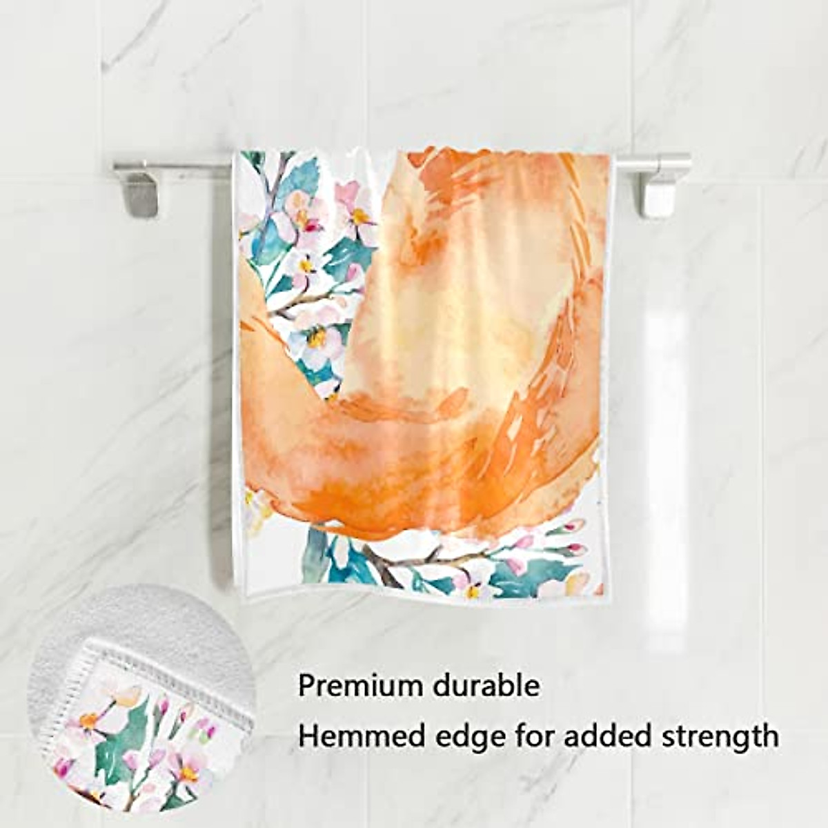 HUSSRITY Fox and Flower Branches Towels Super Soft Hand Towel Highly Absorbent Washcloths Quick Dry Bath Towel 30x15 Inch Durable Lightweight