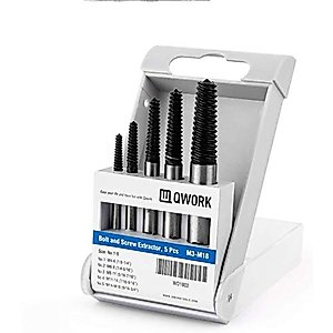 QWORK Screw Extractor Easy Out Damaged Bolt Extractor Kit Stripped Broken Screw Remover for M4-M18 (1/8"-3/4")
