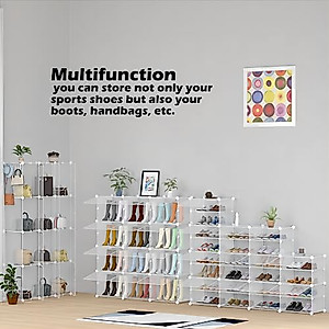 HOMIDEC Clear Shoe Organizer, 3 By 8 Tier Shoe Rack Shoe Storage Cabinet Stackable Shoe Storage For Closet Hallway Living Room Bedroom (Transparent)