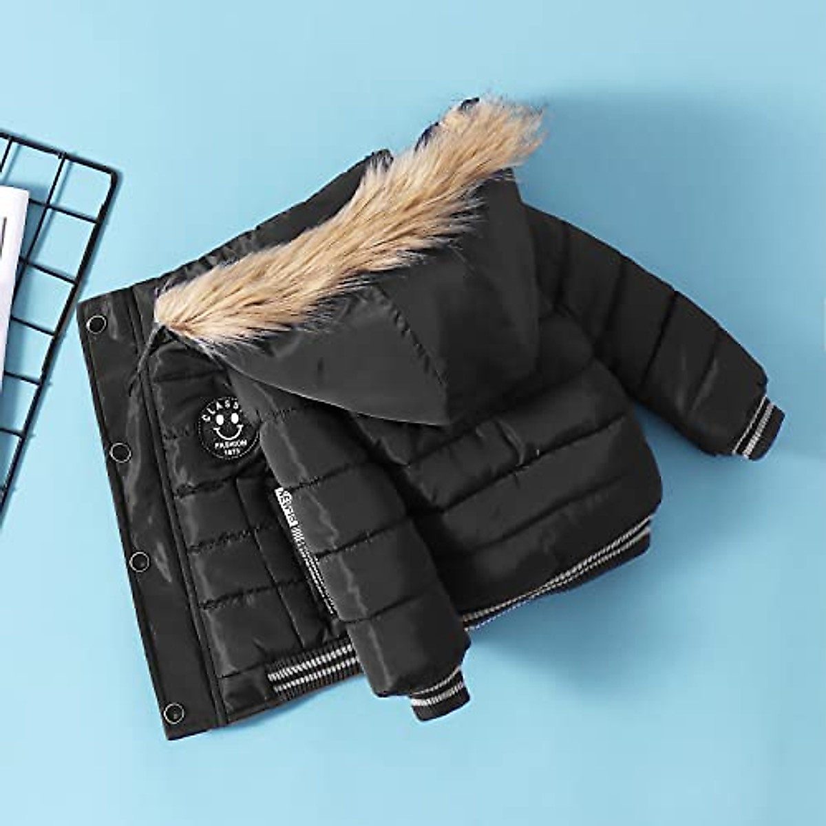 MODNTOGA Toddler Baby Boys Autumn Winter Down Jacket Coat Warm Padded Thick Outerwear Clothes Snowsuit Fleece (Black, 2XL(3-4 Years)