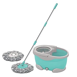 Spotzero Mop and Bucket with Wringer Set for Floor Cleaning with Wheels, 2 Microfiber Refills included, Extendable Handle, 360 Spinning System, (trapeadores con cubeta giratoria 360) Maxx Spin Mop