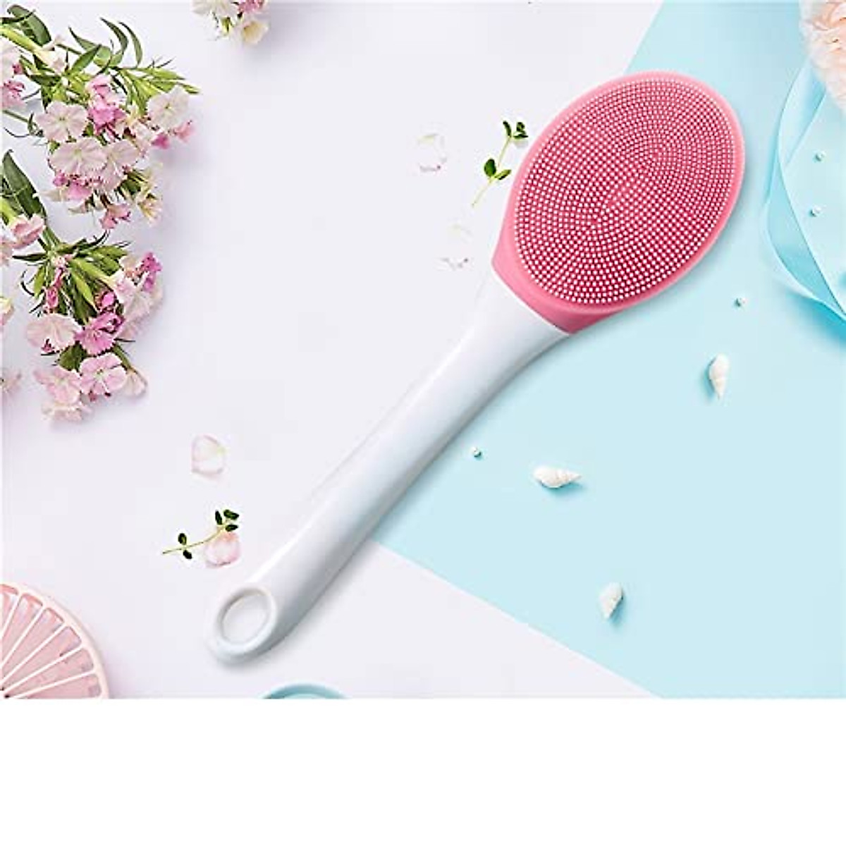 INGVY Dry Brushing Body Brush Electric Massage Bath Brush Long Handle Double-Sided Vibration Bath Brush Bath Massage Soft Silicone Bath Brush 3 Frequency (Size : Blue)