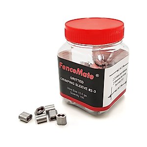 FenceMate Aluminum Alloy Crimp Loop Sleeves #2-3 to Splice & Join Metallic Wires or Wire Ropes, Tempered, Gritted with Super Holding Force on High Tensile Wires Used in Fencing & Hanging, 100pcs/Pack