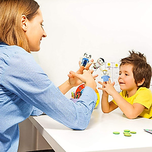 16Pcs Finger Puppets Set,10 Animal Finger Puppets + 6 People Finger Family Members,Cloth Velvet Puppets for Kids,Finger Puppets for Toddlers,Educational,Story Time Toys