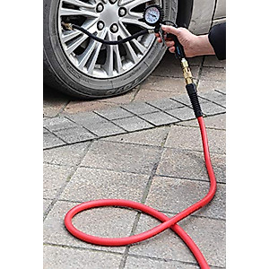 YOTOO Hybrid Air Hose 1/4-Inch by 50-Feet 300 PSI Heavy Duty, Lightweight, Kink Resistant, All-Weather Flexibility with 1/4-Inch Industrial Quick Coupler Fittings, Bend Restrictors, Red