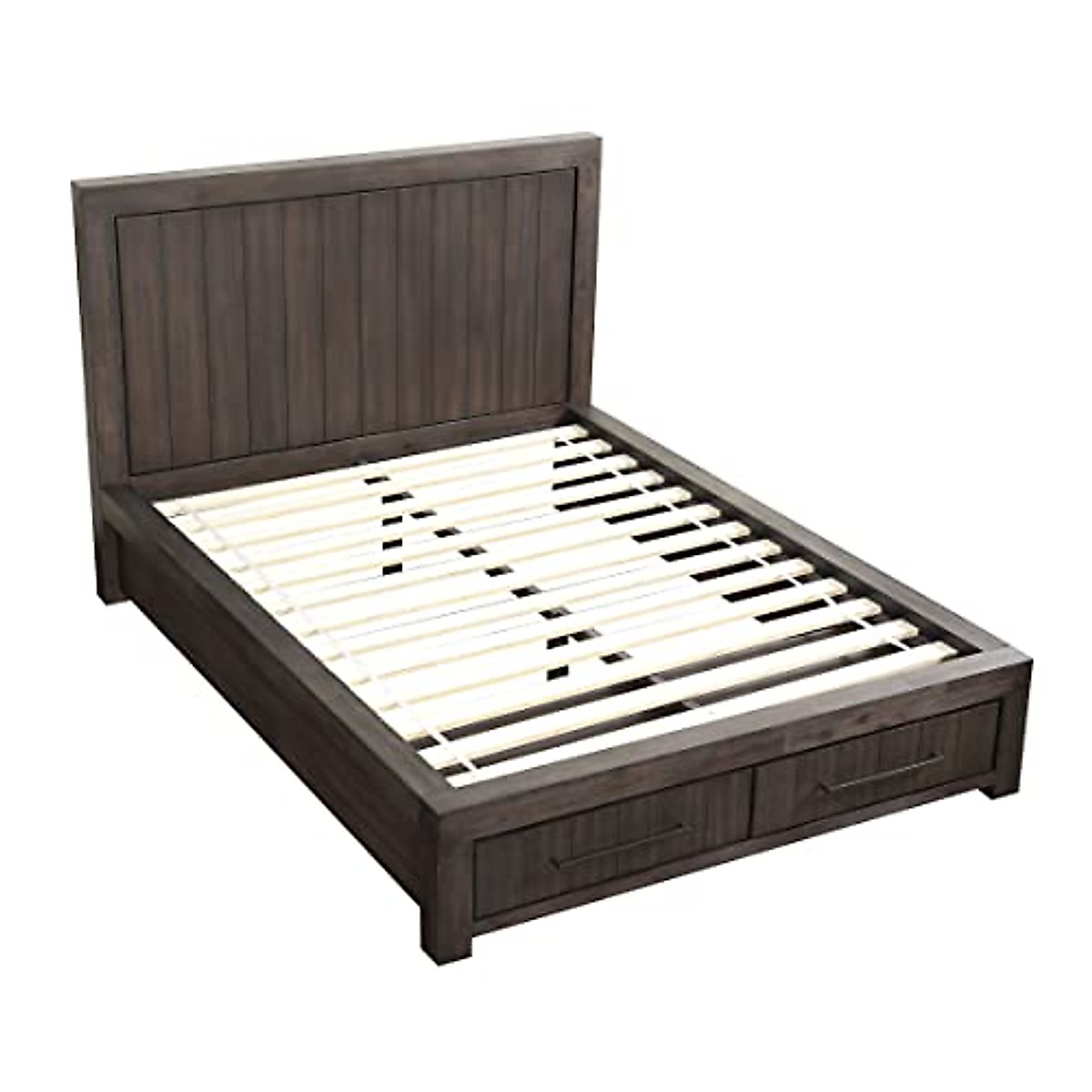 Modus Furniture Solid Wood Footboard-Storage Bed, California King, Heath - Basalt Grey