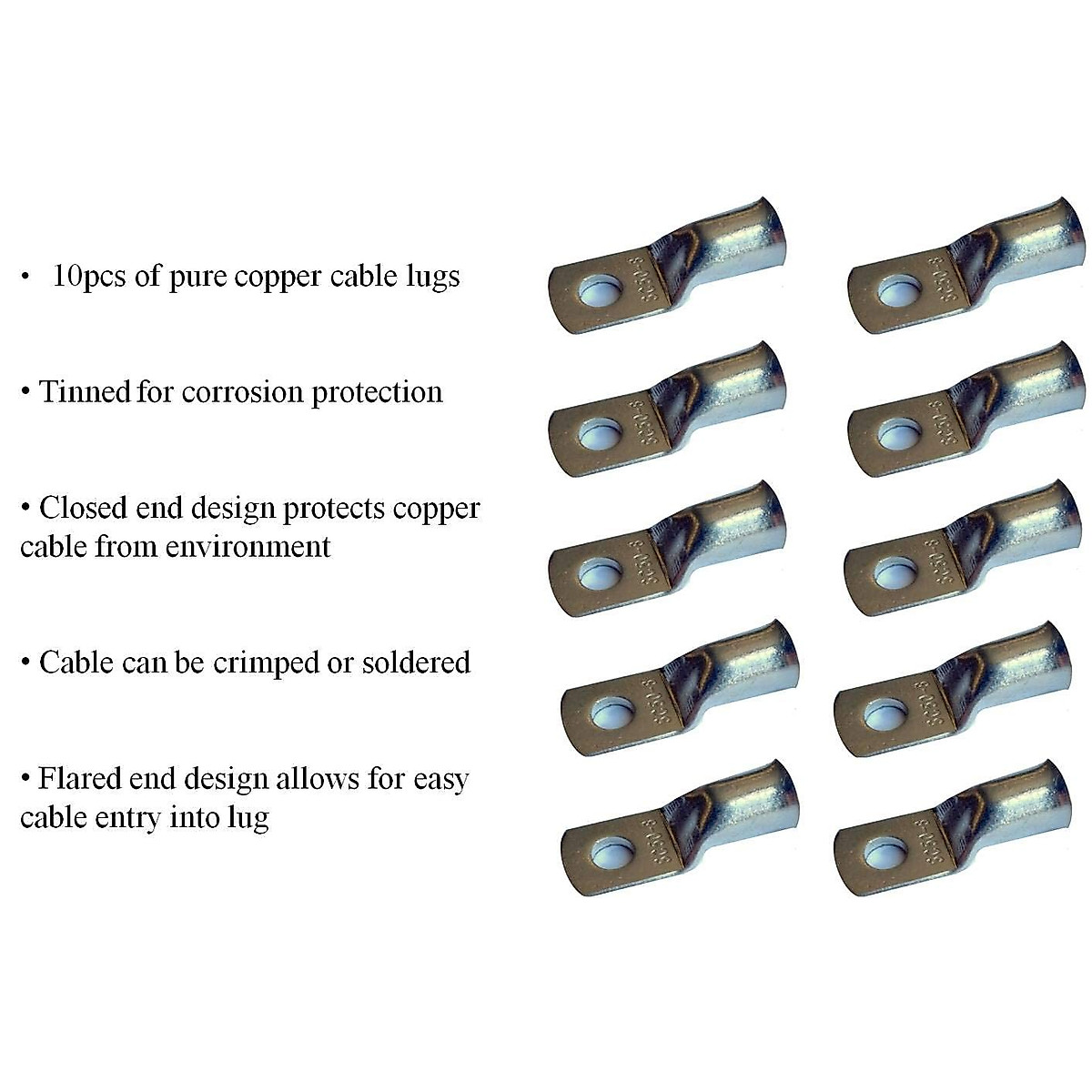 WindyNation WNI 2 AWG 2 Gauge 20 Feet Black + 20 Feet Red Battery Welding Pure Copper Ultra Flexible Cable + 5pcs of 5/16" & 5pcs 3/8" Copper Cable Lug Terminal Connectors + 3 Feet Heat Shrink Tubing