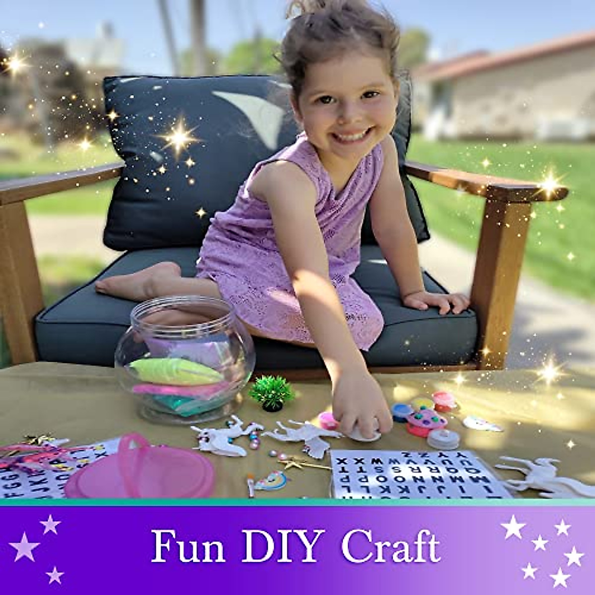 Light-Up & Paintable Fairy and Unicorn Terrarium Kit for Kids, Birthday Gifts For Girls, Unicorn Toys, DIY Arts & Crafts Presents Stuff for Age 4 5 6 7 8-12 Year Old Girl Gift, Science Clay Activities