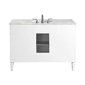 Elegant Kitchen and Bath 48 inch Single Bathroom Vanity Cabinet Set with White Marble Countertop - White
