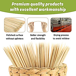 Sukh 270PCS Bamboo Sticks Bulk - Premium Natural Wooden Skewers Bamboo Skewers Wood Sticks for BBQ, Open Fire Pit, Caramel Apples, Hamburger, Fruit, Grilling. Φ=3.5mm, L=15cm