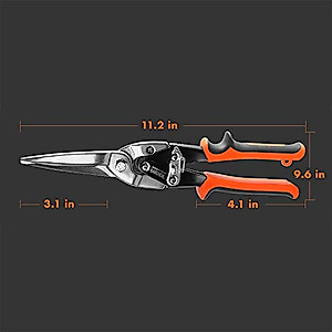 Finder 12" Aviation Snips, Long Straight Cut Tin Snips Cutting Shears Power Cutter with CR-V Blade & Comfortable Grip, 300mm Scissors for Cutting Metal Sheet, Hard Material, Industrial Quality