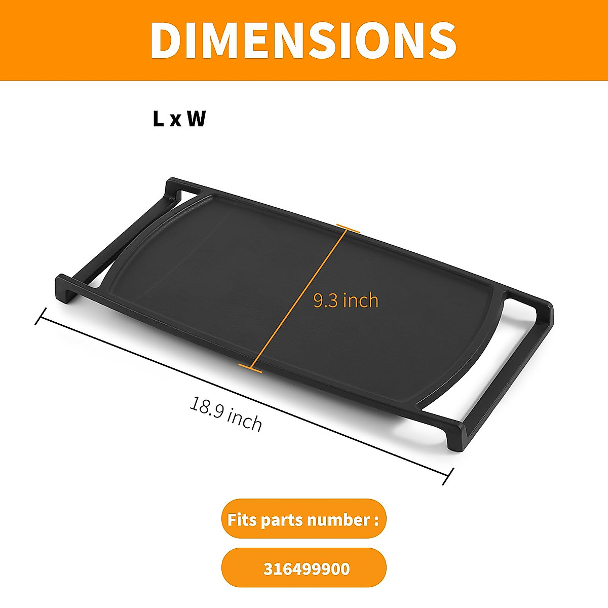 316499900 Griddle for Frigidaire Stove Top Parts, Frigidaire Gas Range Cooktop Replacement Parts Griddle Plate, BGGF3042KFA BGGF3042KFC Frigidaire Cast Iron Middle Burner Griddle Flat Top Pan 1 Pack