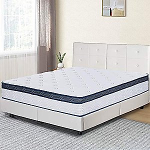 Olee Sleep 12 Inch Euro Top Gel Memory Foam Spring Hybrid Mattress Full, Mid Night, Mattress In a Box, King